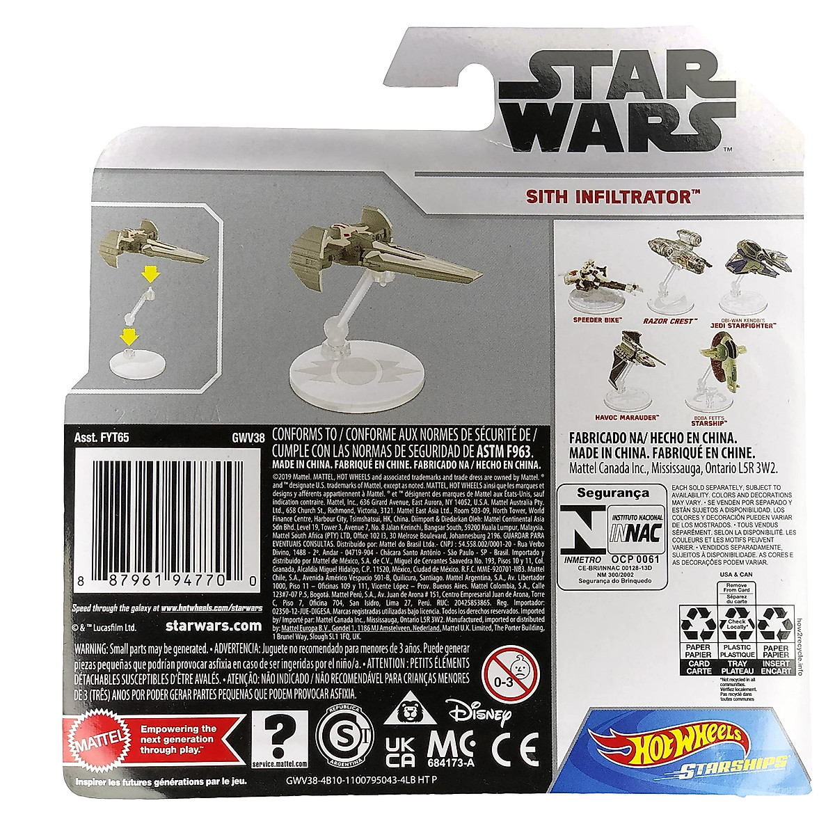 Hot Wheels Star Wars Starships Sith Infiltrator Die Cast Vehicle