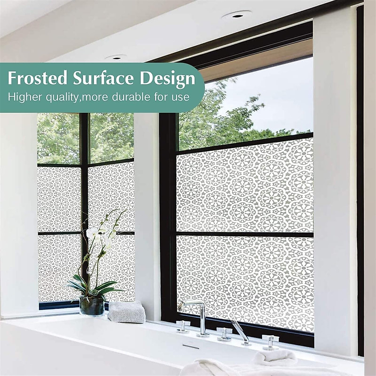 Window Film Window Decal Matte Frosted Decorative Window Film Privacy UV Protection Stained Glass Vinyl for Home Static Cling Self Adhesive Film Privacy Window Decal (Size : 45x500 cm)