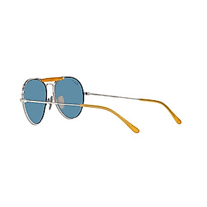 Ray-Ban RB8063 Titanium Aviator Sunglasses, Silver/Blue Polarized, 55 mm