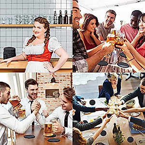 48 Pieces Round Slate Coasters Bulk with 4 Metal Holders 4 Inch Slate Drink Coasters Stone Coasters with Anti Scratch Bottom for Table Home Coffee Cup Kitchen Glass Office Bar Apartment Gift, Black