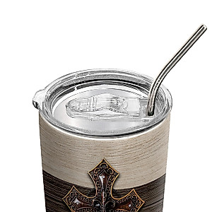 20oz Cross Faith Hope Love Tumbler, Religious Gifts, Christian Gifts, Coffee Thermos for Women, Men, Stainless Steel Double Wall Vacuum Insulated Coffee Mug, Travel Cup with Lid