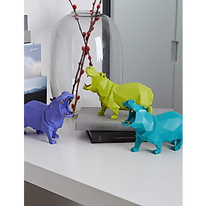 HAUCOZE Hippo Statue Sculpture Modern Decor Home Gifts Animal Figurine Table Centerpiece Crafts Polyresin Arts Blue 7.1inch