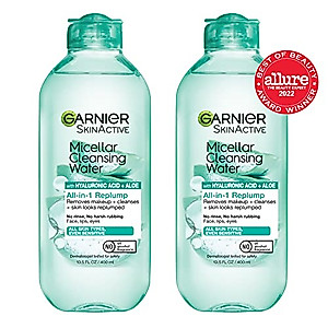 Garnier SkinActive Micellar Water with Hyaluronic Acid & Aloe, Facial Cleanser & Makeup Remover, 13.5 fl. oz, 2 count (Packaging May Vary)