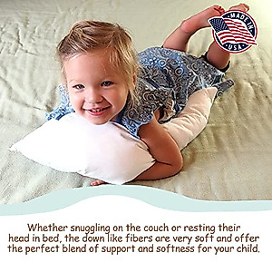 Pillowflex Sleep & Toddler Pillow (18x24 inches) - Soft Faux Synthetic Down Alternative Pillows Perfect for Toddlers, Bed Pillows for Sleeping Wedge with Neck Support and Allergy Free Kid's Pillows.