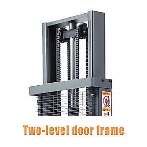 APOLLO Semi Electric Pallet Forklift Economy Hand Pallet Stacker Lift Jack with Straddle Legs 3300lbs Capactiy 118" Lifting Height