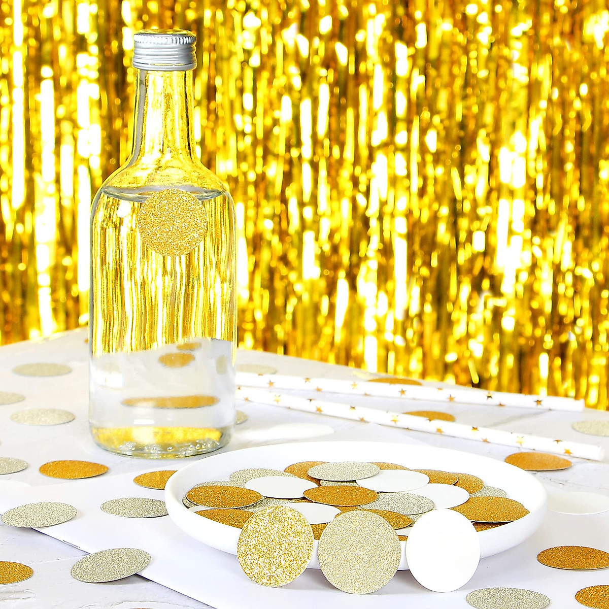 White-Gold Champagne Party Decorations Confetti - 300pcs Wedding Engagement Party Table Scatter,Bachelorette Neutral Baby Bridal Shower Confetti Mothers Fathers Day Decor Lasting Surprise