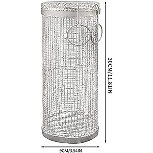 Rolling Grill Basket - Stainless Steel Barbecue Cooking Grill Grate - Outdoor Round BBQ Campfire Grill Grid - Camping Picnic Cookware BBQ Grill Grate