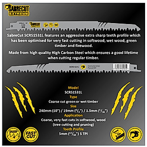 10 x SabreCut SCRSKW10A Mixed S644D S1531L S2345X Fast Wood Cutting Reciprocating Sabre Saw Blades Compatible with Bosch Dewalt Makita and many others