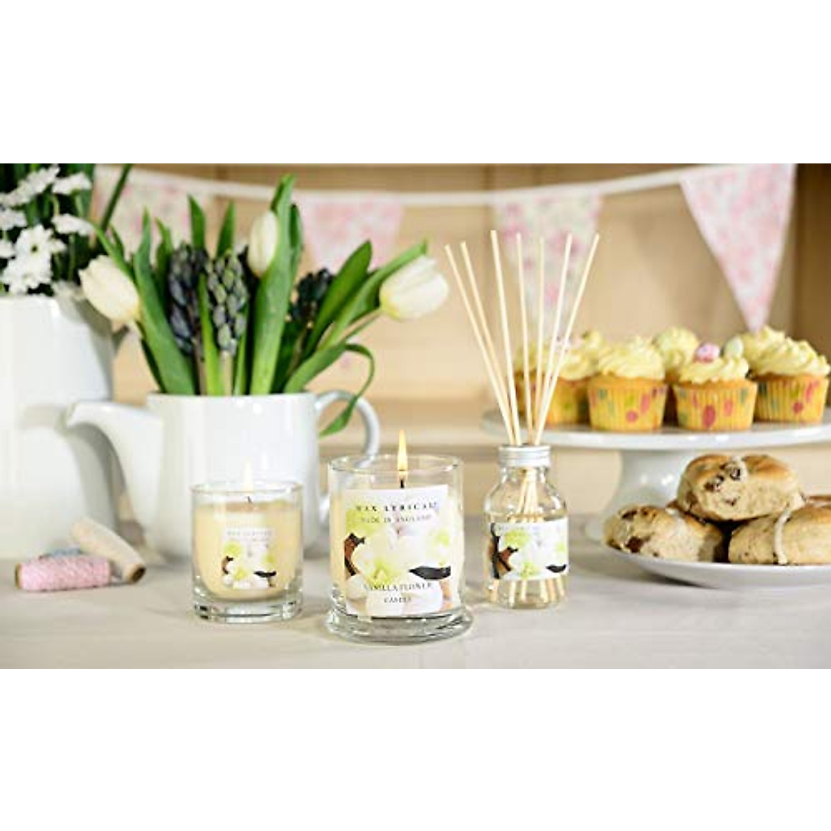Wax Lyrical - Made in England Collection - Vanilla Flower Scented Glass Jar Candle with Lid (Burns Up to 65 Hours)