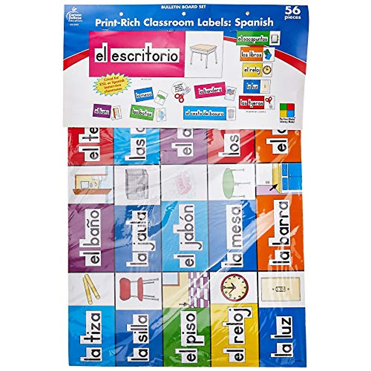 Carson Dellosa Print-Rich Classroom Labels: Spanish Bulletin Board Set (3440)