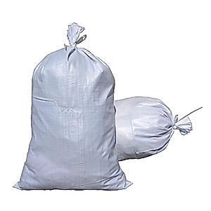 Sand Bags 18"x30", Empty White Woven Polypropylene w/Ties, UV Protection, 100Pack (Also Sold In 10Pack / 50Pack. 14"x26" / 17"x27" Available)
