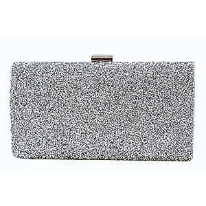 Covelin Women's Handbag Envelope Rhinestone Evening Clutch Bag Hot Silver
