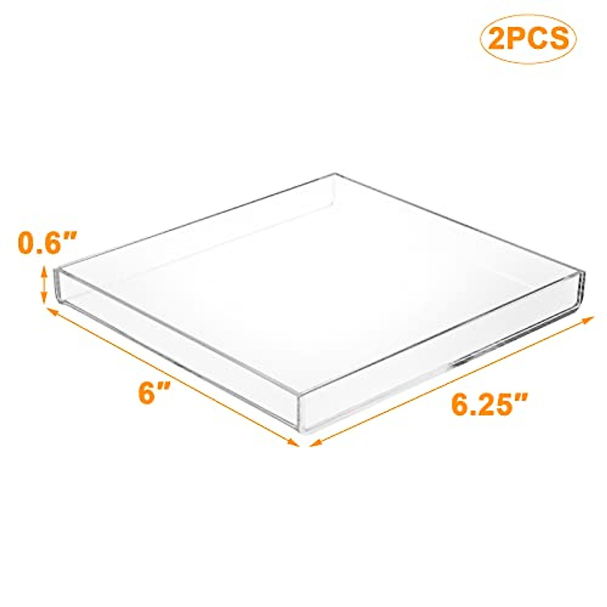 Beautyflier 2pcs Small Acrylic Tray, Digital Kitchen Scale Acrylic Tray, Cosmetic Storage Container for Vanity, Bathroom, Kitchen Cabinets