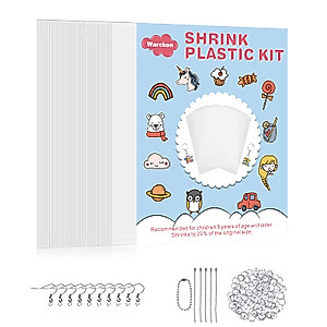 Warckon 151 Pieces Shrink Plastic Sheet Kit Include 36 PCS Shrinky Art Paper with 115 PCS Keychains Accessories for Kids Creative Craft