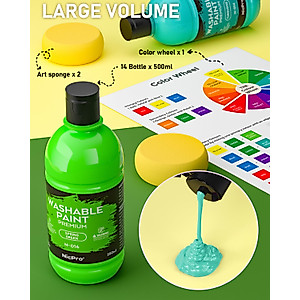 Nicpro 18 Colors Large Washable Paint Set for Kid (8.4oz,250 ml), Acrylic Bulk Paint Supplies Non Toxic Children Tempera Paint for Art, Craft DIY, Poster & Finger Paint, School, Home,Classroom, Party