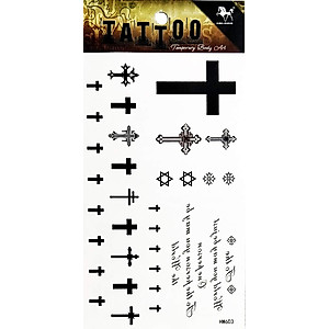 PP TATTOO 1 Sheet Religion Christian Cross Jesus symbol Temporary Tattoo Stickers Waterproof Body Arm Tattoo Sticker for Men Women Make up Fake Tattoo Removable