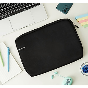 Amazon Basics 14-Inch Laptop Sleeve, Protective Case with Zipper - Black