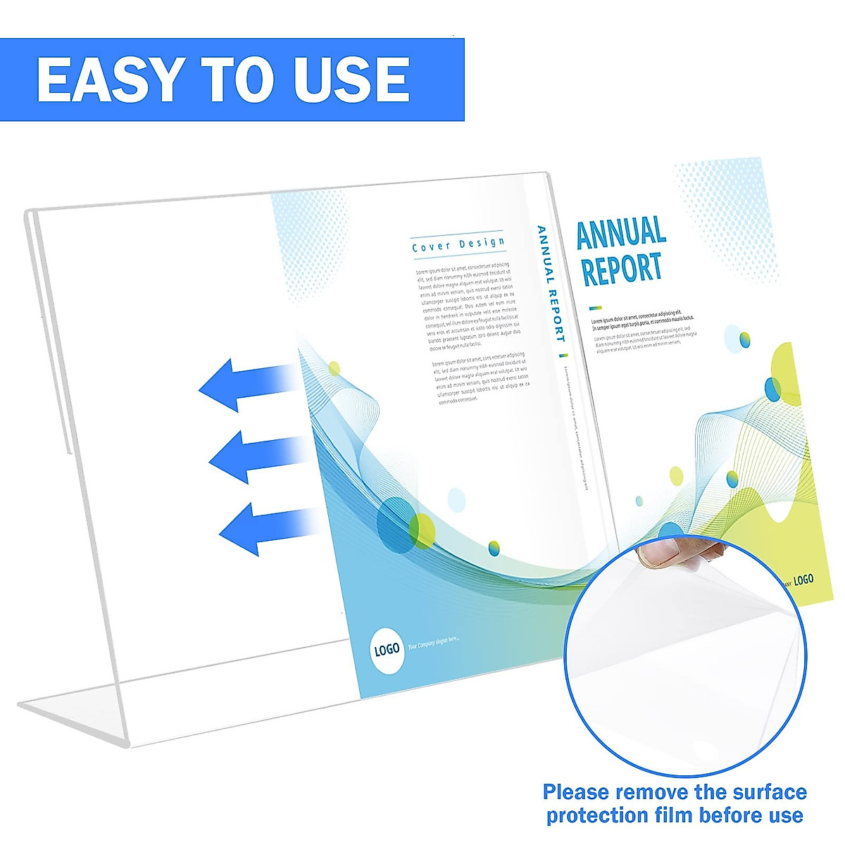 COYMOS Acrylic Sign Holder 8.5 x 11 Horizontal 6 Pack Slant Back Acrylic Stands for Display Plexiglass Clear Acrylic Display Stands for Ad Frame, Picture Photo Frames, Promotions, Restaurants, Office