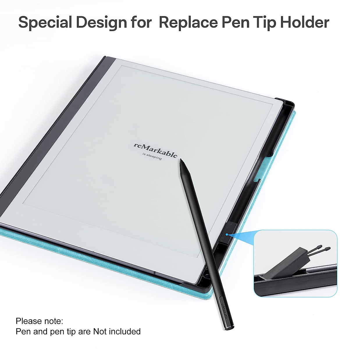CoBak Case for Remarkable 2 Paper Tablet - Lightweight and Hard Back Shell Protective Book Folio Cover with Built-in Pen Holder - for 10.3" 2020 Released (SkyBlue)