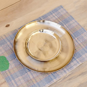 De Kulture Ayurveda Pure Kansa Bronze Dinner Platter Lunch Plate Dinner Plate Charger Plate Pizza Plate Appetiser Platter Dessert Plate Nested Platters Set of 2
