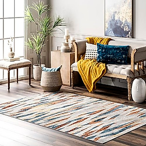 nuLOOM Katya Contemporary Waves Machine Washable Area Rug, 4x6, Multi