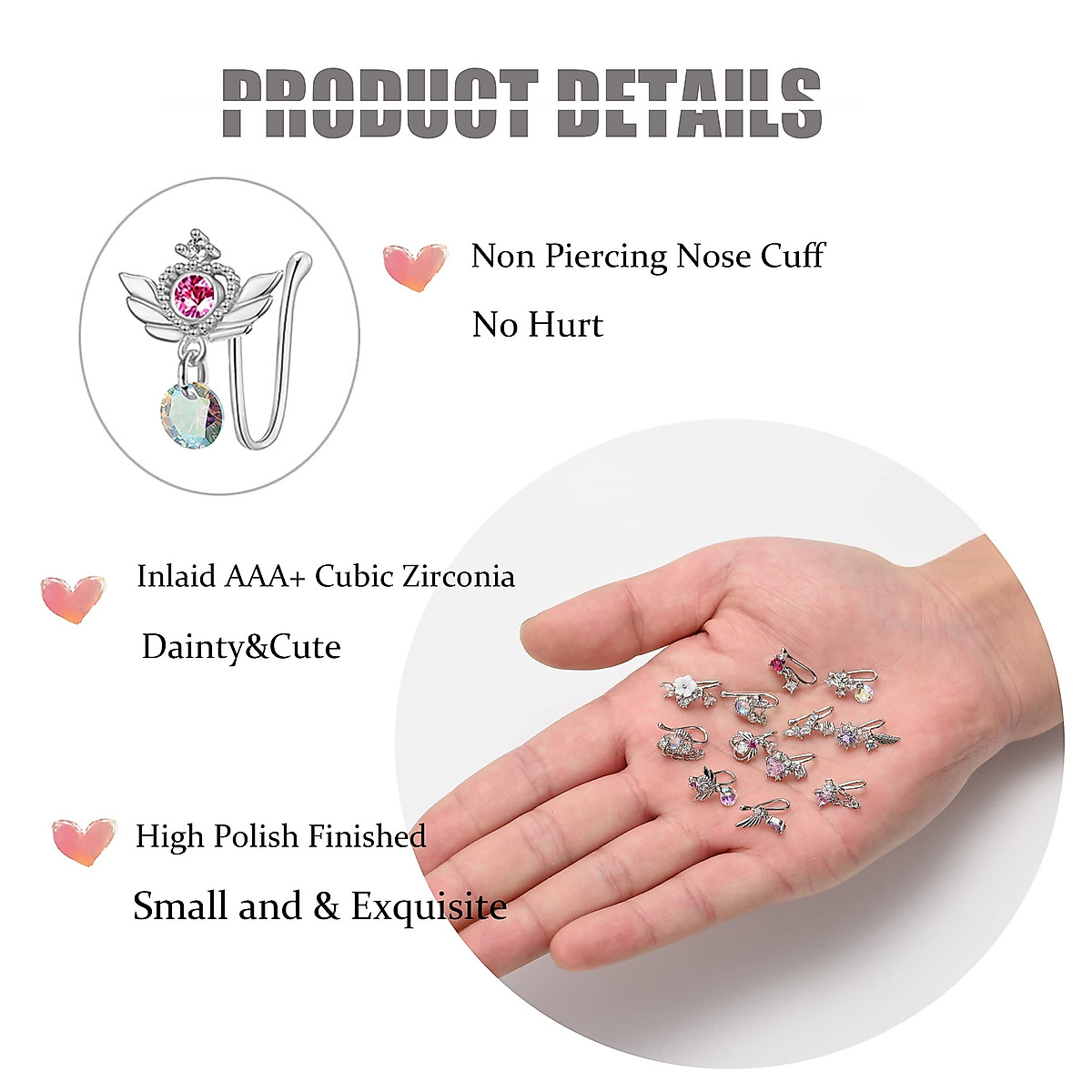 PLOMFOV 12Pcs Fake Nose Ring for Women Dangling Nose Cuffs Faux Clip on Nose Ring for Non Pierced Nose Silver