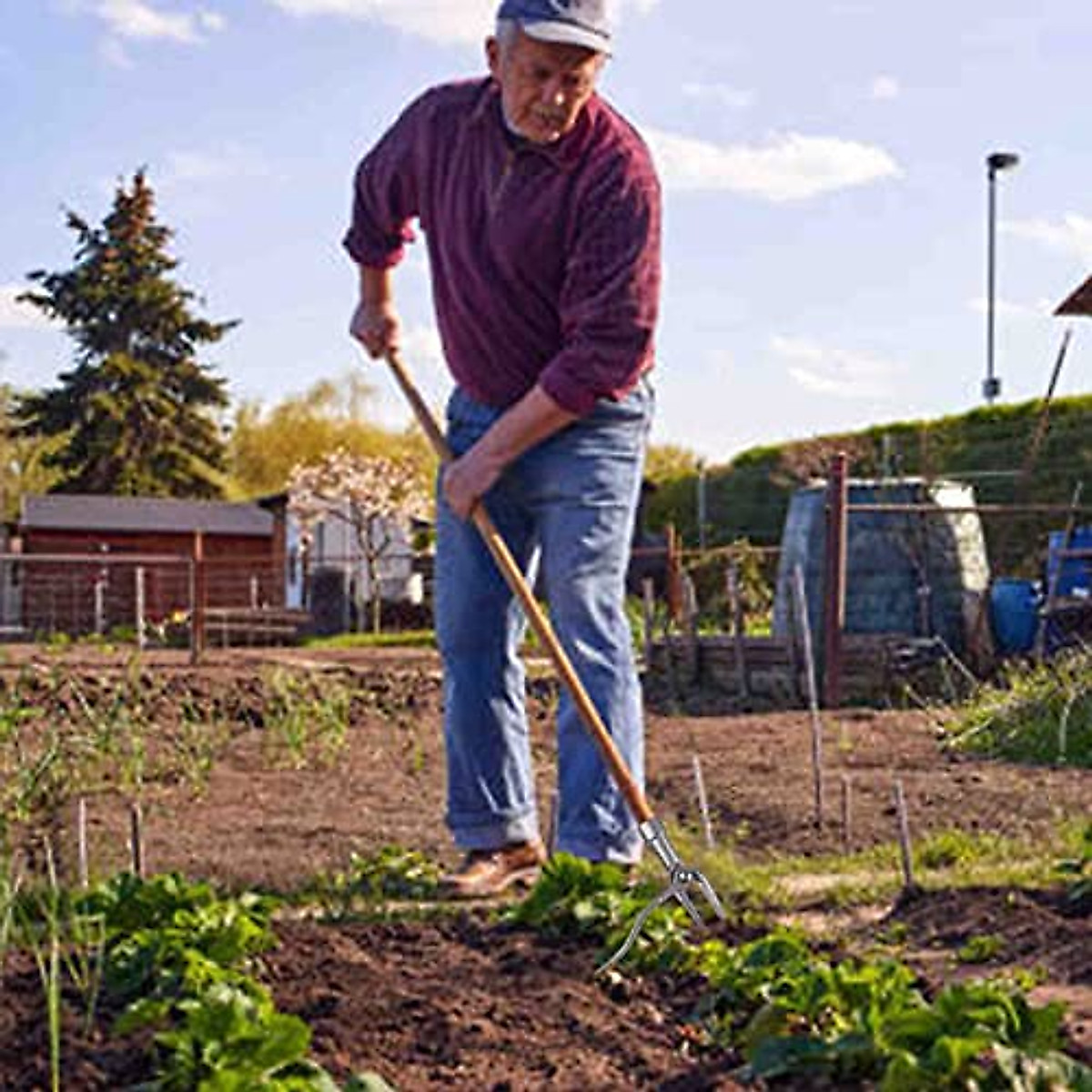 Aurbar Hand-Weed-Puller-Tool-Stand-up-Heavy-Duty Weed-Puller-Stand-Up-Weeder-for-Garden - Without Bending or Kneeling - Cast Iron + Anti-Rust Coating - Silver Gray（NO Pole）