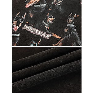 Aelfric Eden Graphic Tees Shirts Oversized Doberman T Shirt Doggy Washed Streetwear Unisex Crewneck Summer Tops Black XL