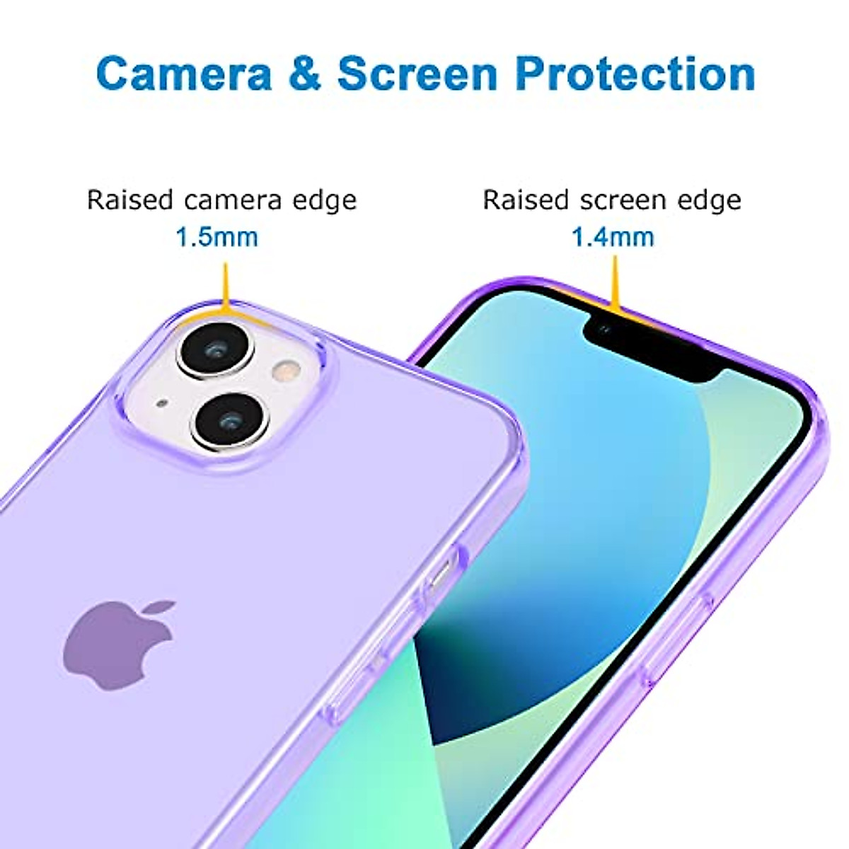 JJGoo Compatible with iPhone 13 Mini Case, Soft Transparent Shockproof Protective Slim Thin Bumper Phone Cover for iPhone 13 Mini - 5.4 inch, Translucent Purple