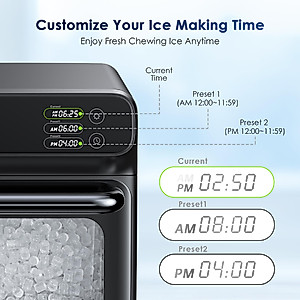 Oraimo 33 lbs/Day Countertop Nugget Ice Maker with LED Display, Self-Cleaning, and Auto Water Refill