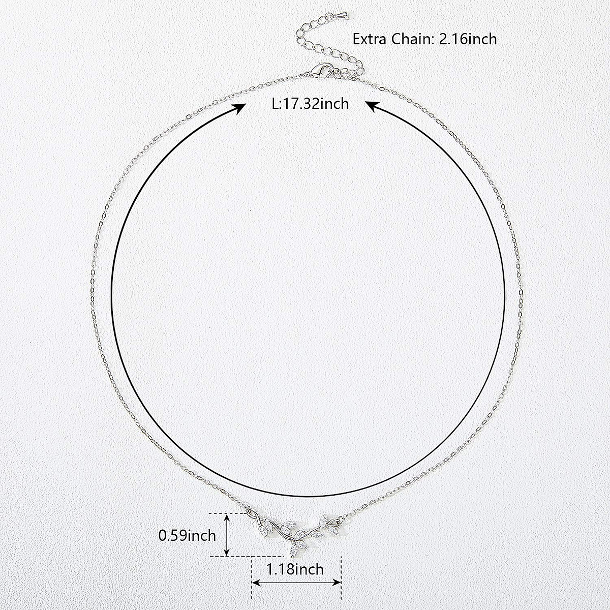 SWEETV Crystal Wedding Bridal Necklace for Brides, Cubic Zirconia Dainty Vine Pendant Necklace for Women, Bridesmaid Gift