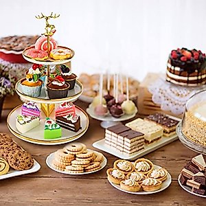 3 Tier Porcelain Cake Stand，Afternoon Tea Stand，3 Tier Cupcake Stand for Party，Dessert Table Display Set，Cupcake Stand for 24 Cupcakes，Tiered Tray Stand，Three Tier Dessert Stand