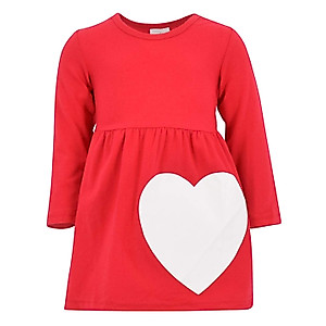 Unique Baby Girls Valentines Day Toddler Double Hearts Legging Set Outfit (4 Years, Red)