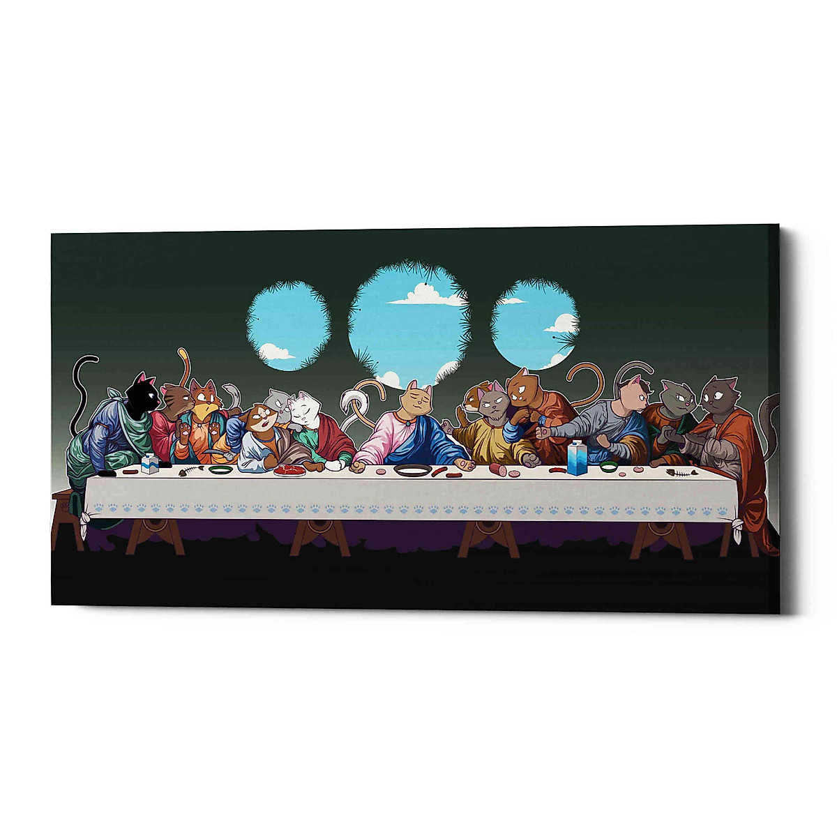 Epic Graffiti 'The Cat's Last Supper' Canvas Wall Art, 24"x12"