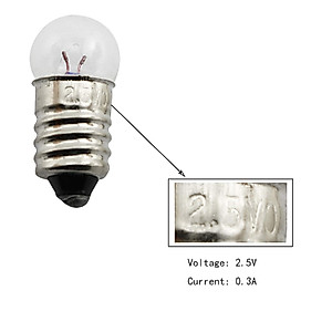 RuiLing 10-Pack E10 Mini Light Bulbs Screw Base Indicator Light Incandescent Bulb Old-Fashioned Flashlight Lamp for Physical Electrical Experiment 2.5V 0.3A (No Base)