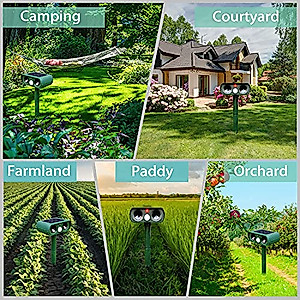 HPDFCU Ultrasonic Dog Chaser, Solar Ultrasonic Outdoor Animal Deterrent with Motion Sensor Hunter Equipment, Protect courtyards, Lawn Gardens and Fruit Trees. Suitable for Cat, Dog, Rabbit, Miceetc.