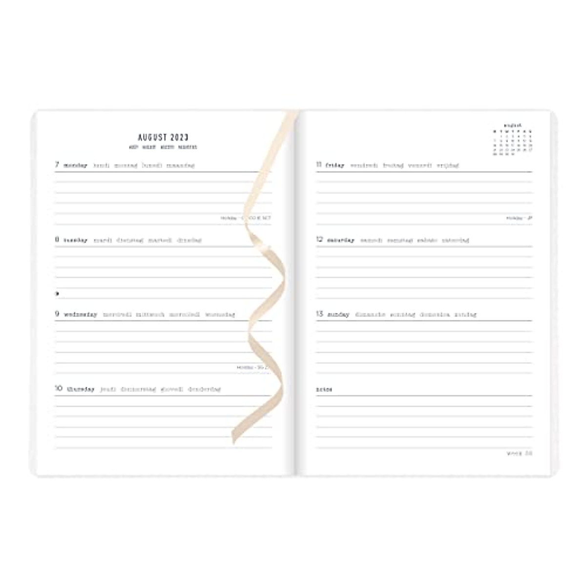 Letts of London Zodiac Academic Weekly/Monthly Planner, August 2023 to July 2024, Week-to-View, Sewn Binding, Multilingual, A5 Size, 8.25" x 5.875", Ivory (C031745-24)