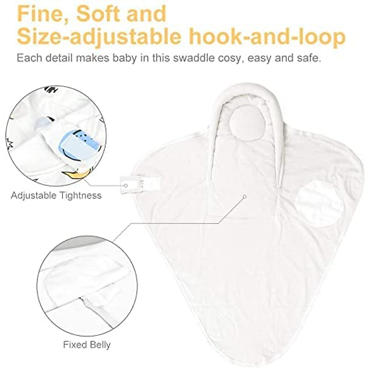 Knirose Baby Swaddle Blankets, Unisex Baby Blanket Wrap for Newborn Baby Boys Girls, Skin Friendly Wearable Swaddle Sleep Sack Made of Combed Cotton (Planet, White, 0-3 Months)