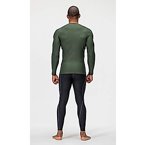 DEVOPS 3 Pack Men's UPF 50+ Long Sleeve Compression Shirts Quick Dry, Cool Gear for Garage Garden Gym Yard and Workouts (Medium, Black-Khaki-Navy)