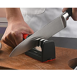Harcas Knife Sharpener - Professional 2 Stage Sharpening System. Best For Steel Kitchen Knives. White