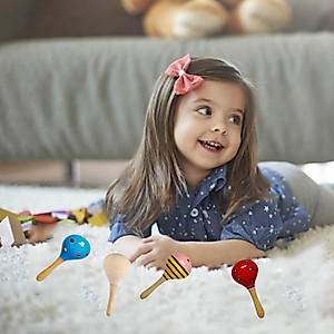 Darovly 6Pcs Fiesta Wooden Maracas(Random Color) + 2Pcs DIY Wood Maracas Unfinished Hand Painted Maracas for Painting Craft Mexican Fiesta Cinco De Mayo Party Carnival or Gifts(7.87Inch/20CM)