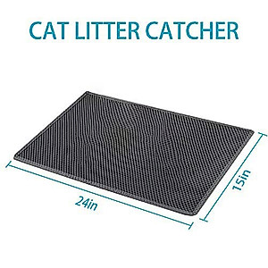 Small Cat Litter Box Mat: Easy Clean Kitty Litter Trapping Mat for Floor, Plastic Cat Box Pad (15 * 24in, grey, 1p)