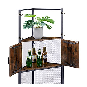 VECELO Corner Cabinet, Tall Storage Shelf, Bookshelf Display Shelves Rack for Living Room, Kitchen, Balcony, Small Space