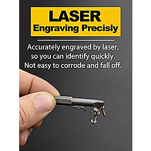 Rocaris 6 pcs 1/4 Inch Hex Shank Long Magnetic Square Head Screwdriver Bits Set Power Tools SQ1, SQ2, SQ2.7, SQ3, SQ4, SQ5 For Poket Hole Jig- 2 inch Length