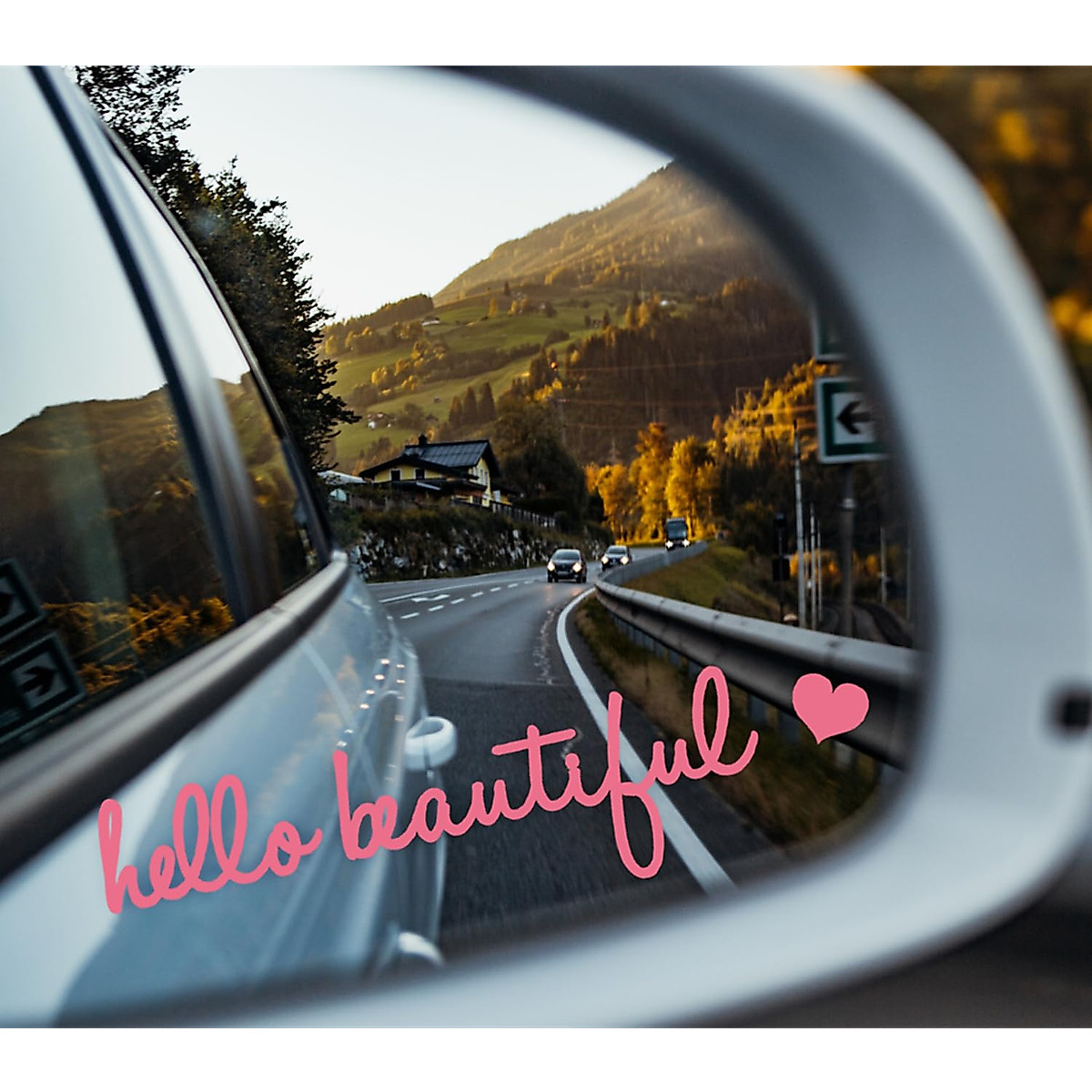 3x Hello Beautiful Rearview Mirror Decal,Vinyl Pink Car Decals For Women,Vanity Mirror Stickers,Girl Car Decal Gifts,Car Window Decal,Car Mirror Pink Sticker,Car Window Decal, Self Affirmations Decal