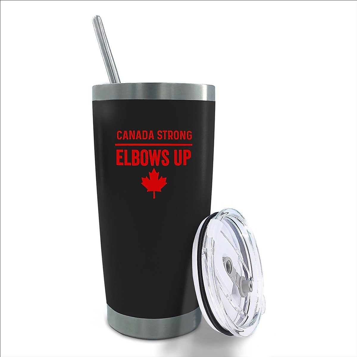 liabiliies Travel Coffee Tumbler 20 oz Elbows Up Canada Strong and Free Proud Canadian Tumbler with Lid and Straw Insulated Tumblers Stainless Steel Tumbler Funny Gifts for Men
