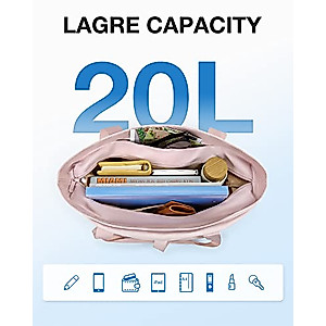 BAGSMART Tote Bag for Women, Foldable Tote Bag With Zipper Large Shoulder Bag Top Handle Handbag for Travel, Work (Pink)