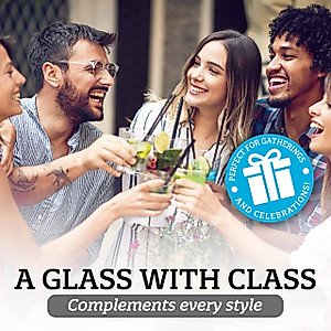 Bormioli Rocco 6-Pack YPSILON Cocktail Glasses set - 8.5 Ounce, Bar Glass, Stemless Martini Glasses for All Alcoholic Beverages like Margarita, Manhattans, Bourbon, Vodka, Gin, Lead-Free Whiskey Glass