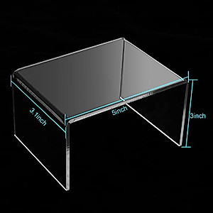 Ouskr 6 Pcs Acrylic Risers for Display, Acrylic Display Riser, Clear Display Stands for Shelf Dessert Cupcake Candy Food Tabletop Collectibles Product Bar Action Figure Jewelry Showcase (3- 4- 5 IN)