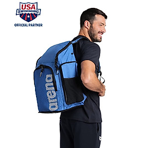 Arena Team 45 Backpack Swimming Athlete Sports Gym Rucksack Large Training Gear Equipment Swim Bag for Men and Women, 45 Liters, Royal Melange